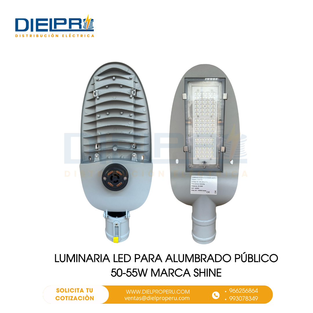LUMINADIA LED PARA ALUMBRADO PUBLICO 50-55W MARCA SHINE – DielPro